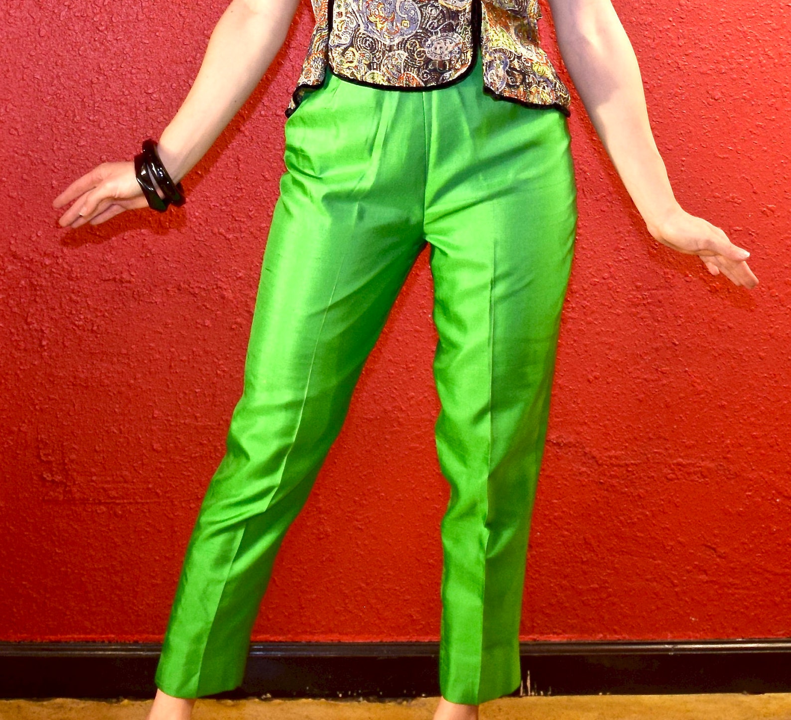 1950s 60s Emerald Green Silk Capris by Adelaar - Etsy