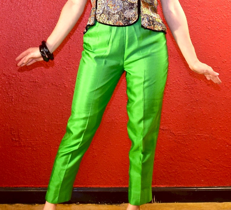 1950s 60s Emerald Green Silk Capris by Adelaar - Etsy