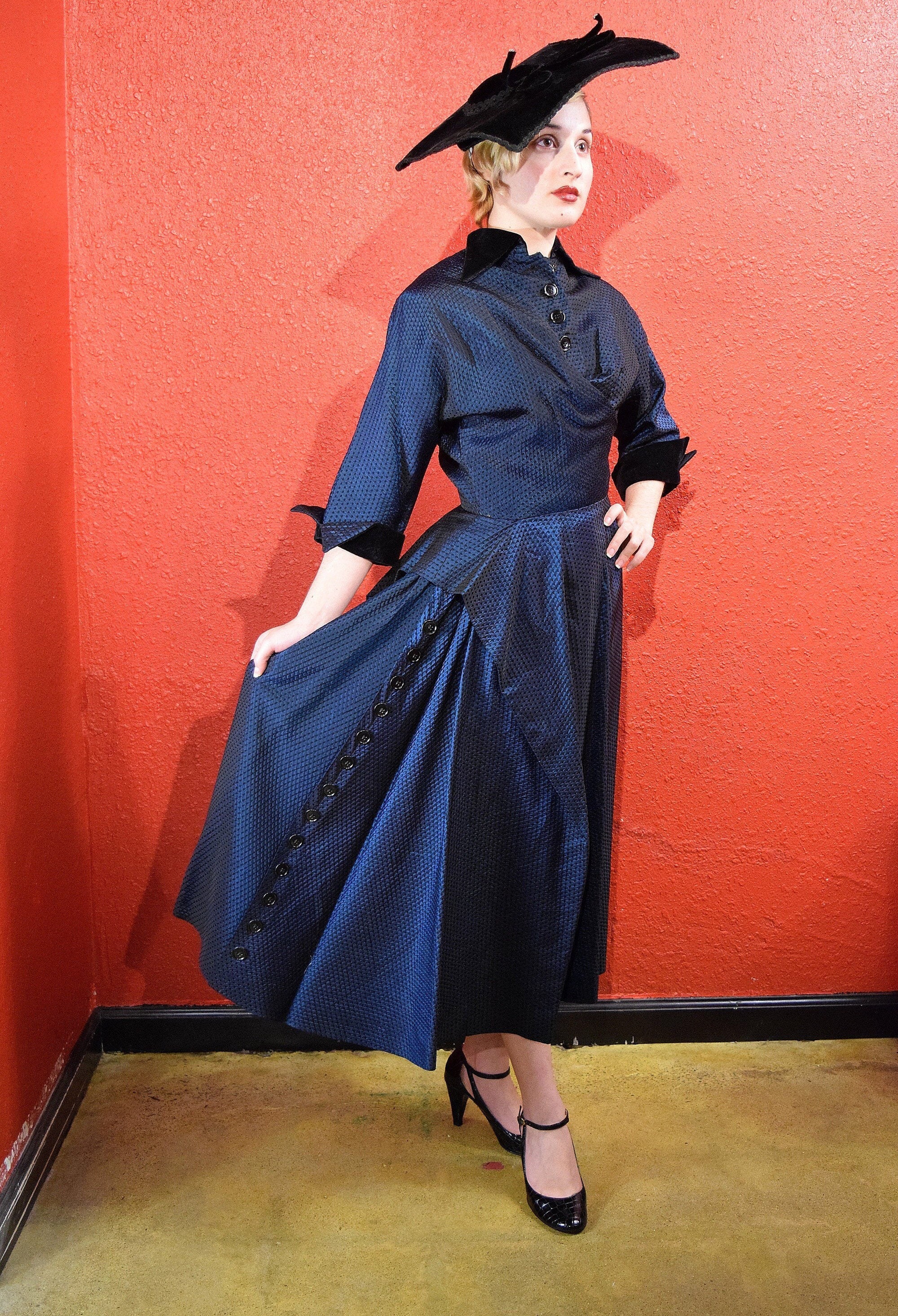 1940s New Look Taffeta Dress - Etsy