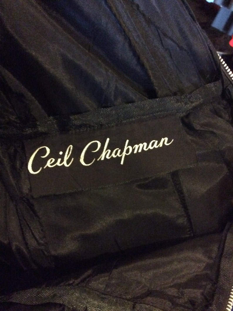1940s 50s Ceil Chapman Black Draped Fitted Cocktail Dress Bustle Bow ...