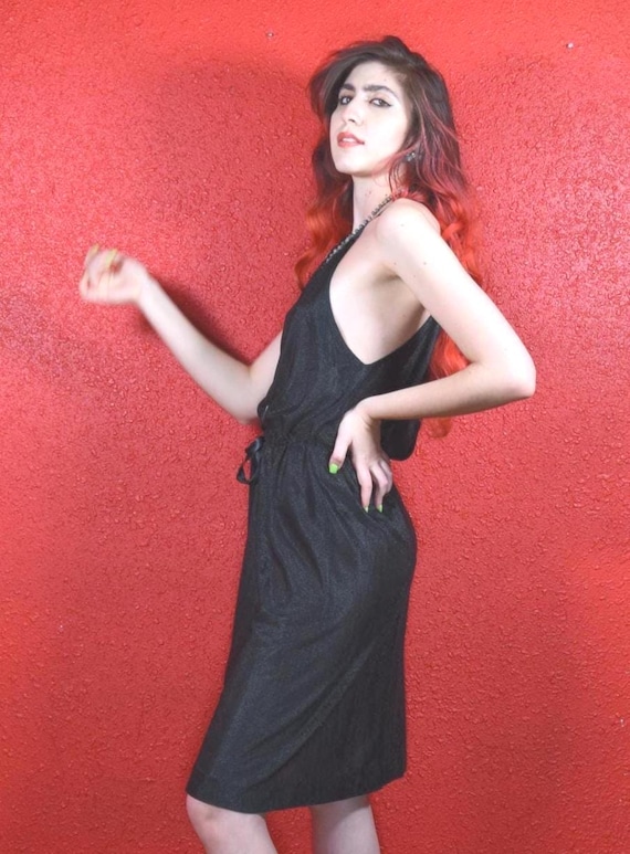 1970s Fredericks of Hollywood shiny Glitter Sheath Dr… - Gem