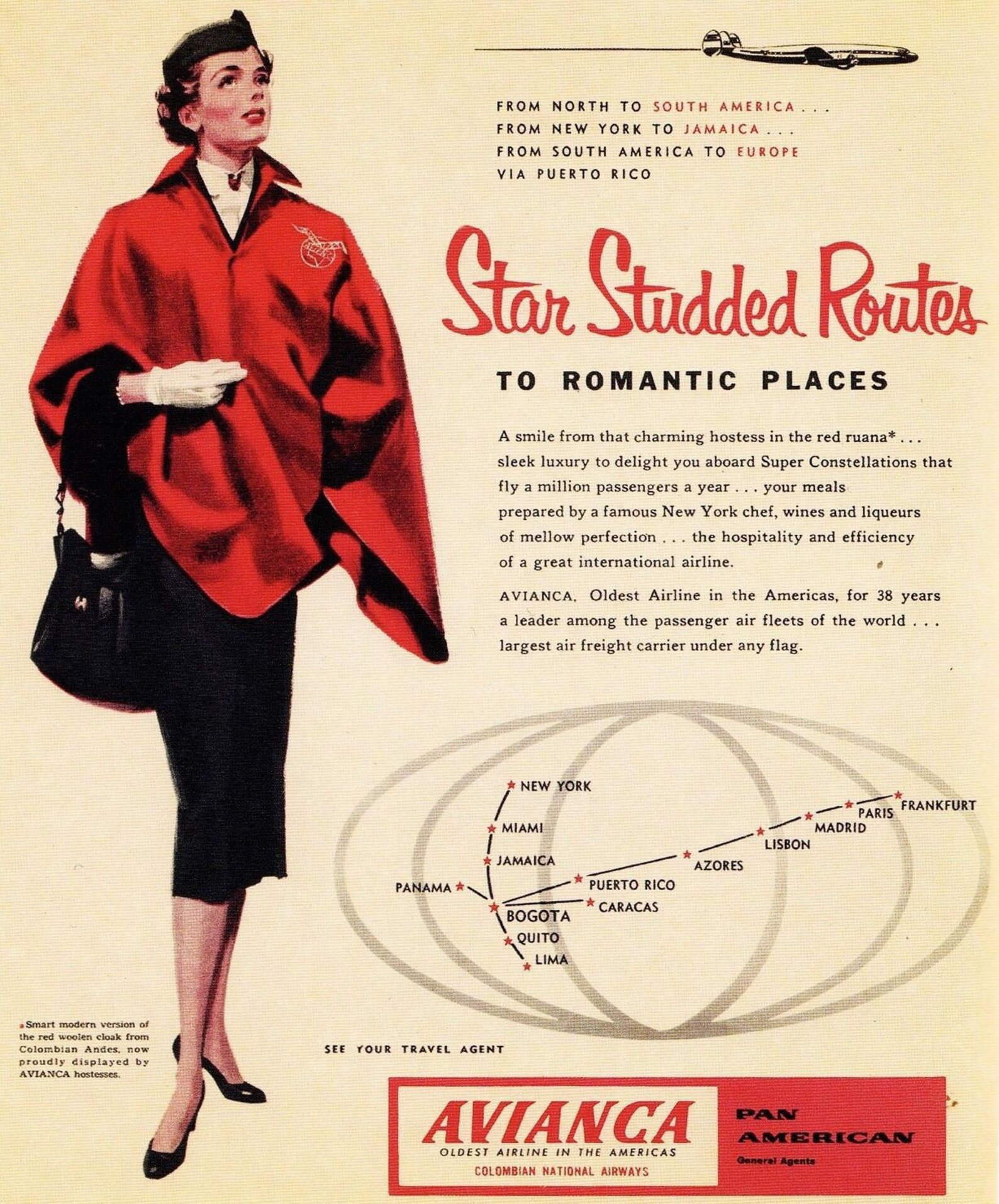 1960s Avianca Airlines Hooded Cape Airline Uniform Red Ruana - Etsy