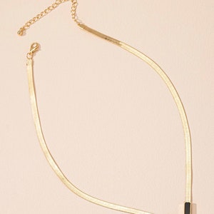 Gold Snake Chain V Necklace With Black Enamel Pendant Detail - Etsy