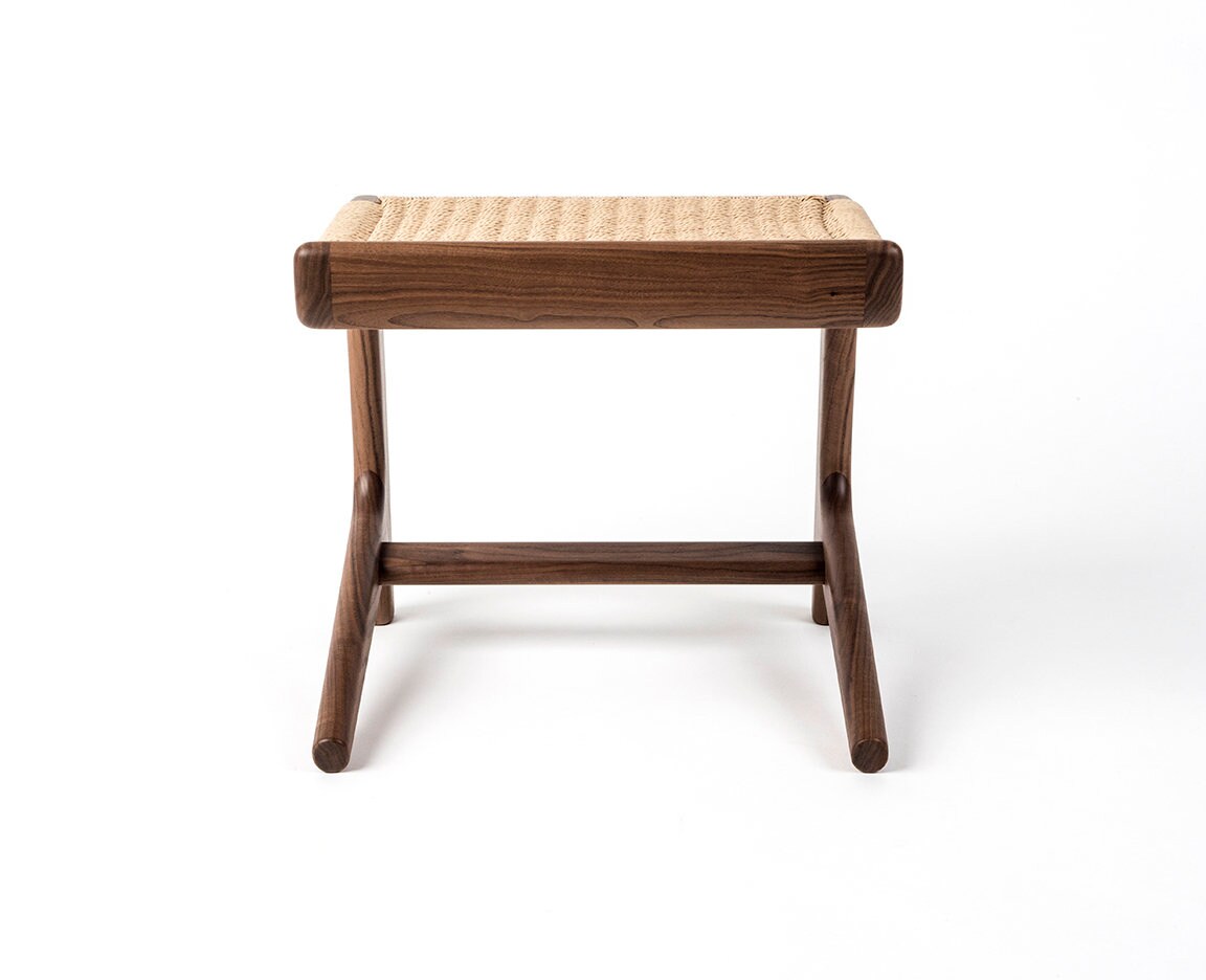 Cantilever Stool, Walnut, Woven Danish Cord, Mid-century, Hardwood ...