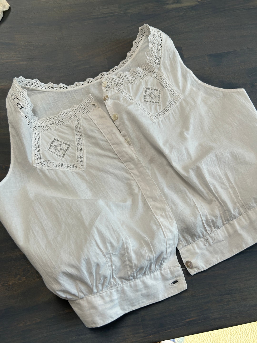 Pure White Cotton Victorian Lady's Undergarment, White Lace Camisole S ...