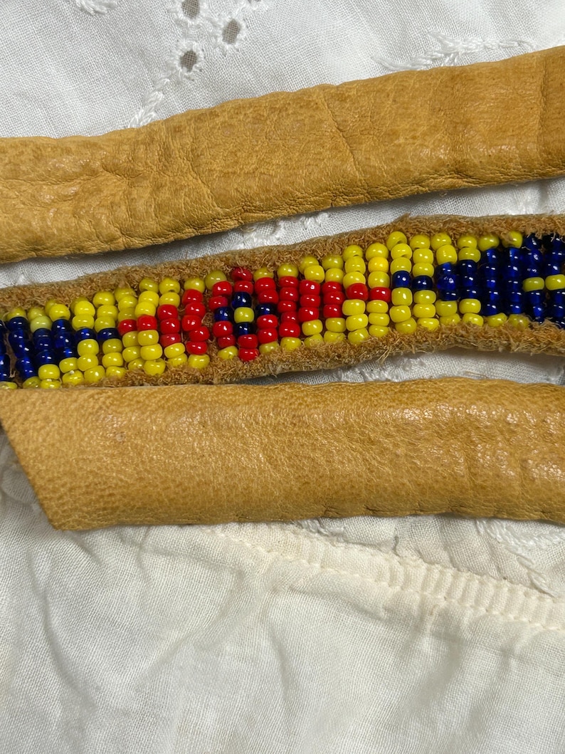 Hand Beaded Native American Hat Band on Deer Hide - Etsy