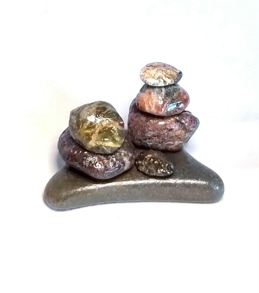 Jasper Mix Stone Art, Unique Beach Rock Cairn, Coastal Theme Home ...