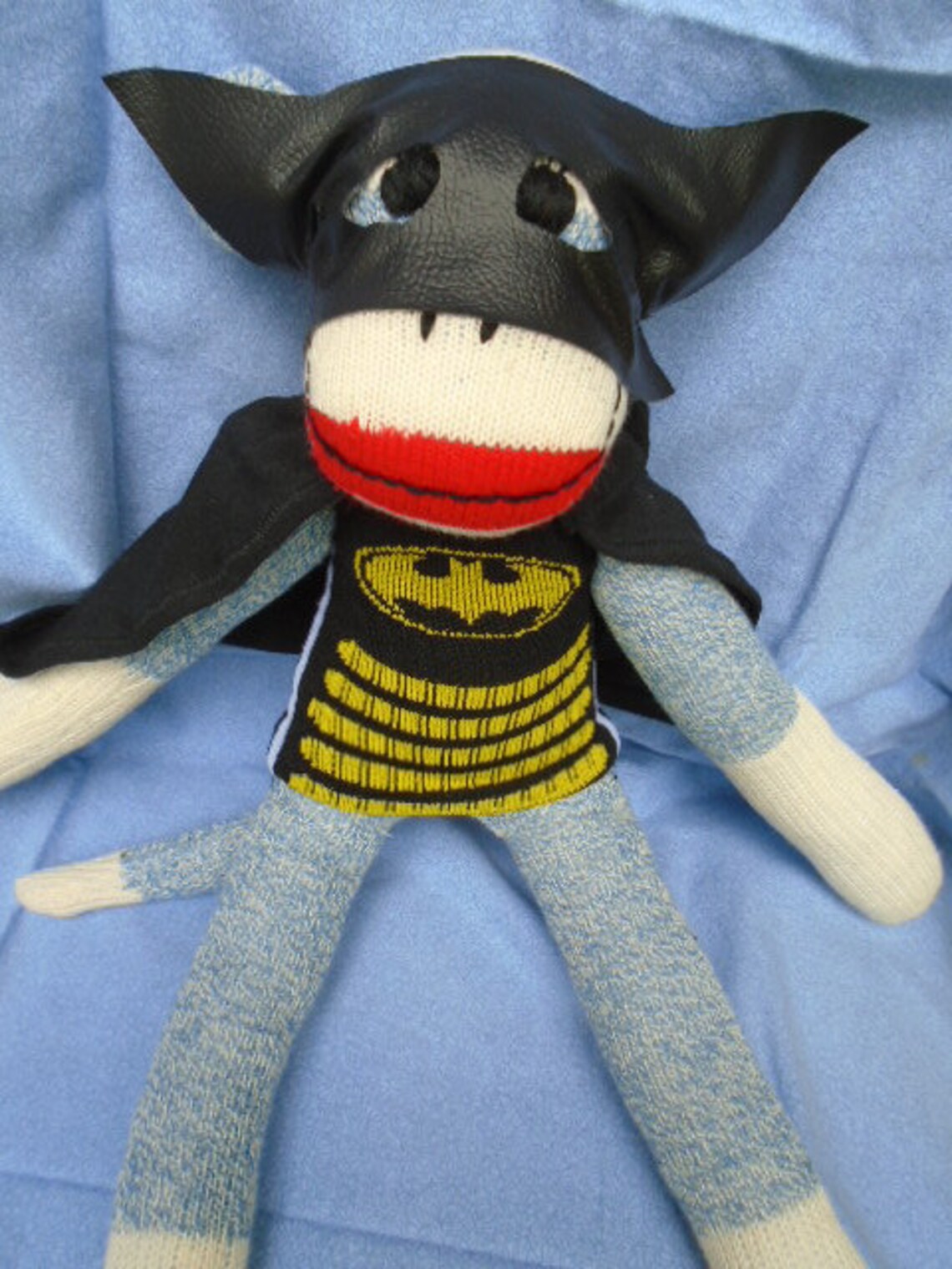 BATMAN Sock Monkey Doll/the Caped Crusader in Blue or Brown | Etsy