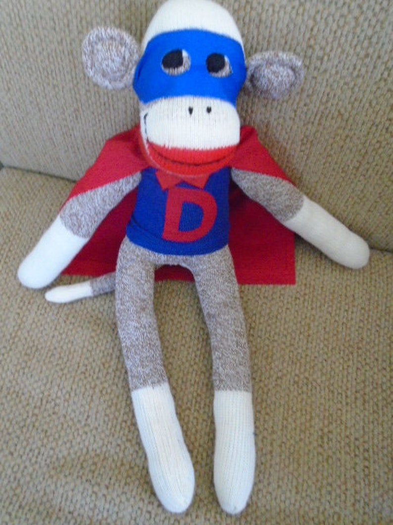 Super Hero Sock Monkey/classic Red Heel Sock Monkey Doll - Etsy