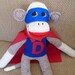 Super Hero Sock Monkey/classic Red Heel Sock Monkey Doll - Etsy