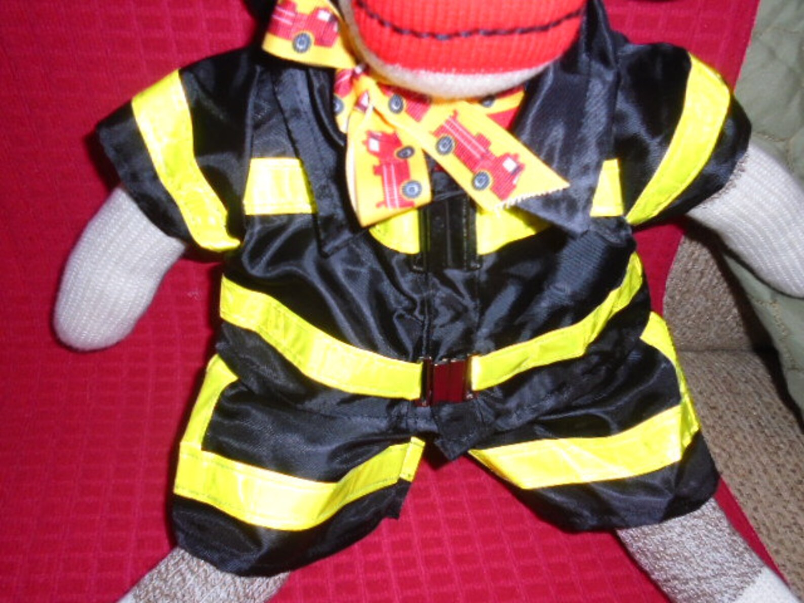 Firefighter/fireman Classic Brown Red Heel Sock Monkey - Etsy