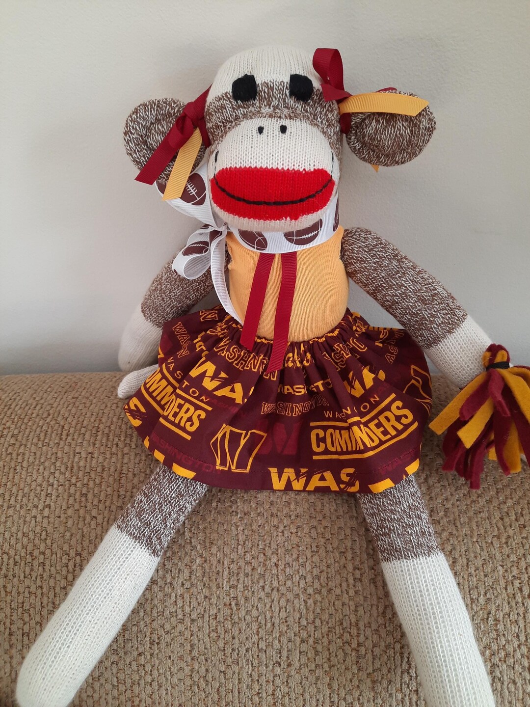 Washington Commanders Football Girl Sock Monkey Doll/cheerleader - Etsy