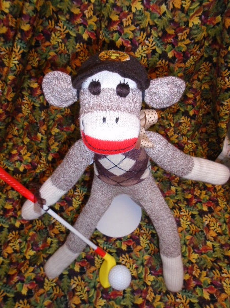 FORE Boy or Girl Golfer Sock Monkey Doll With Visor and Club | Etsy