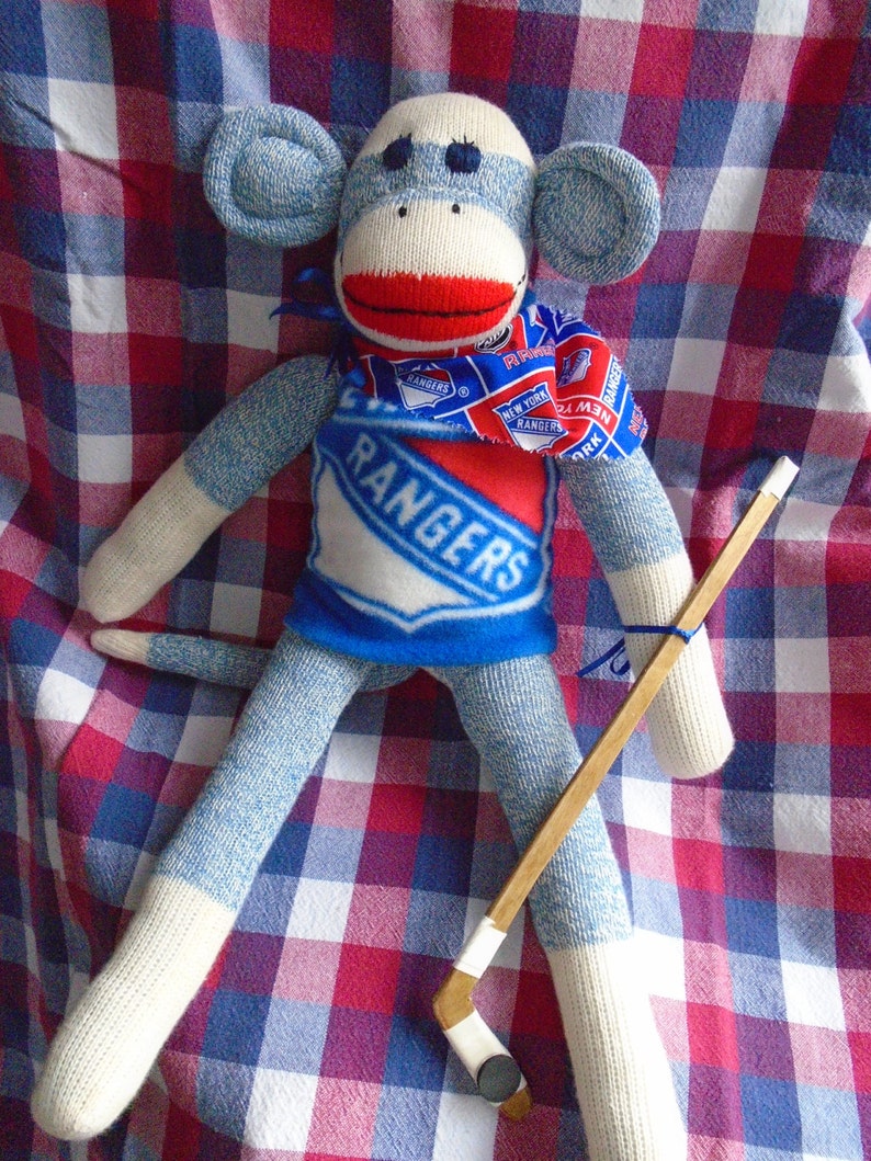 New York Rangers Hockey Sock Monkey Doll With Stick and Puck - Etsy