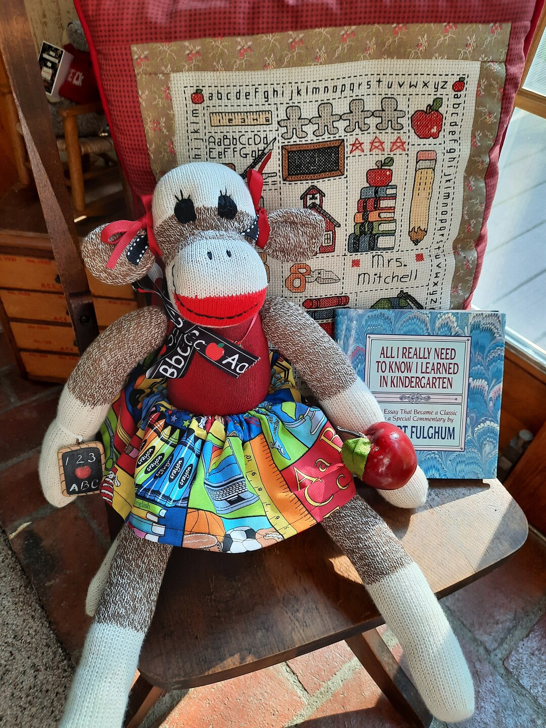 Primary School Sock Monkey Doll Student or Teacher - Etsy