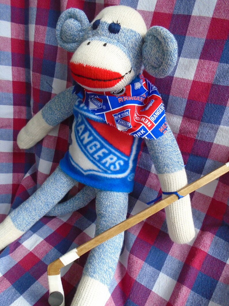 New York Rangers Hockey Sock Monkey Doll With Stick and Puck - Etsy