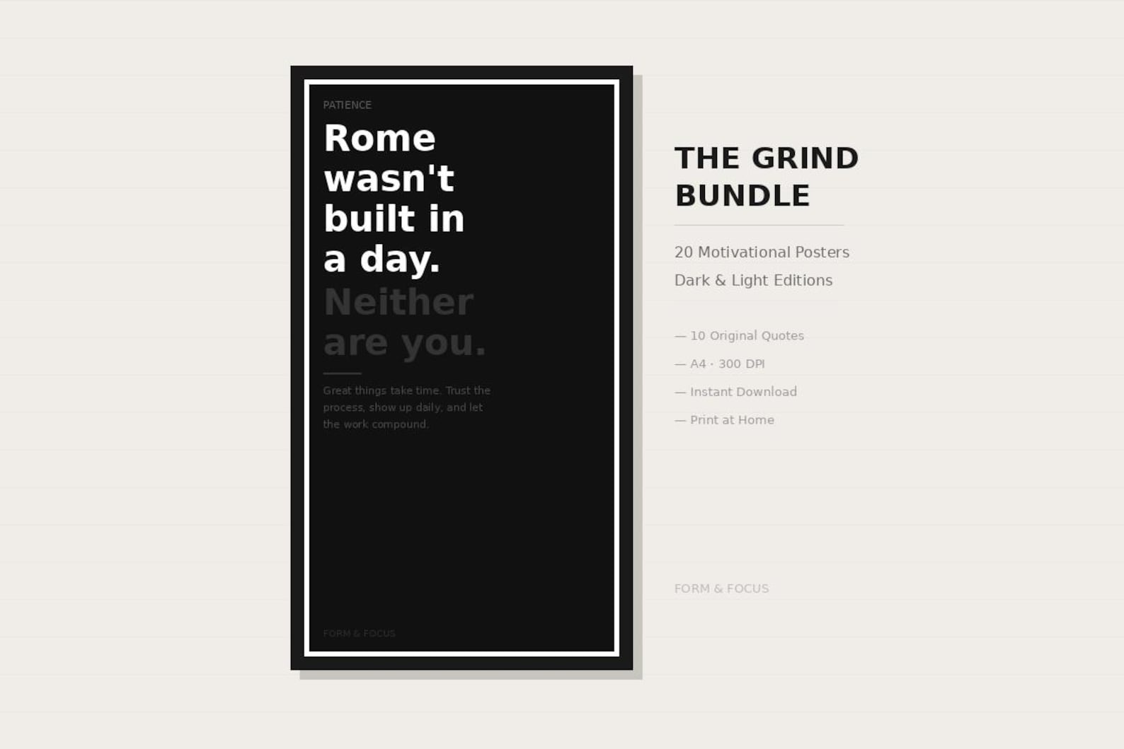 Motivational Fitness Posters Bundle | 20 Dark Light Prints (instant ...