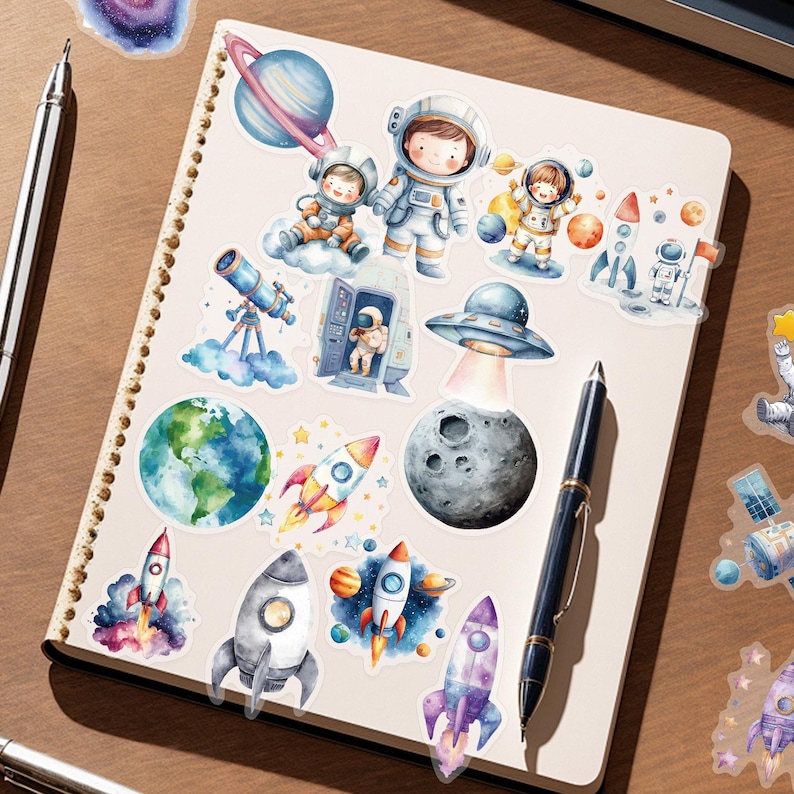 50PCS Space Adventure Sticker Pack, Clear Stickers, Cute Stickers ...