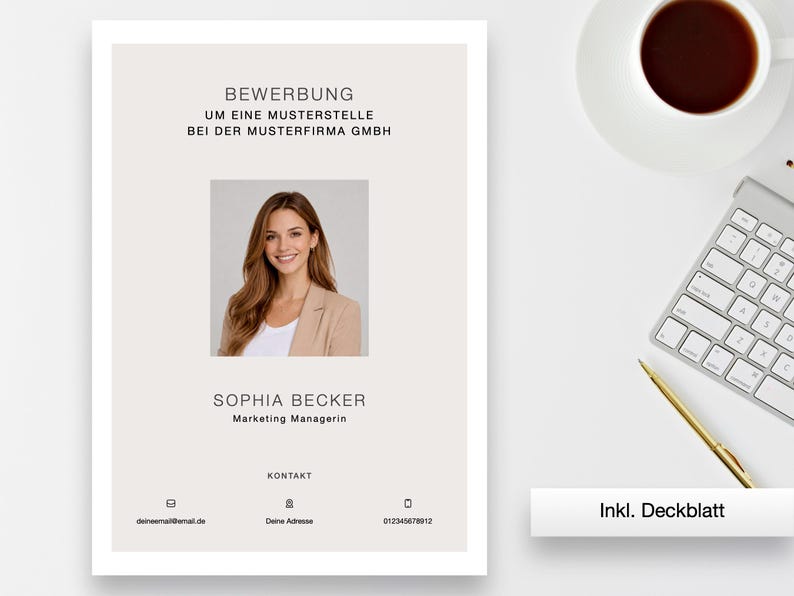 CV Template for Word & Pages | CV + Cover Letter + Title Page | German ...