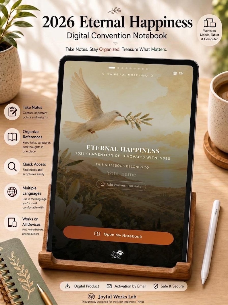 2026 Eternal Happiness Digital Notebook | Interactive Note Taking App ...
