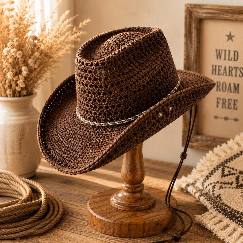 Crochet Cowboy Hat Pattern, Western Sun Hat Tutorial (PDF Download) - Etsy
