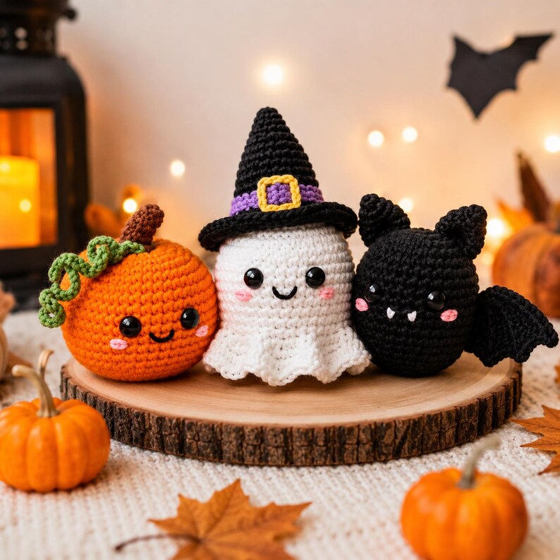 Halloween Crochet Pattern Bundle PDF, Ghost Pumpkin Bat Amigurumi ...