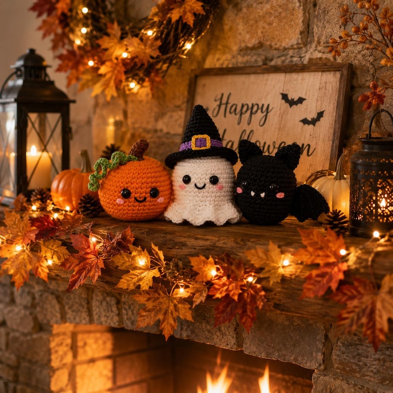 Halloween Crochet Pattern Bundle PDF, Ghost Pumpkin Bat Amigurumi ...