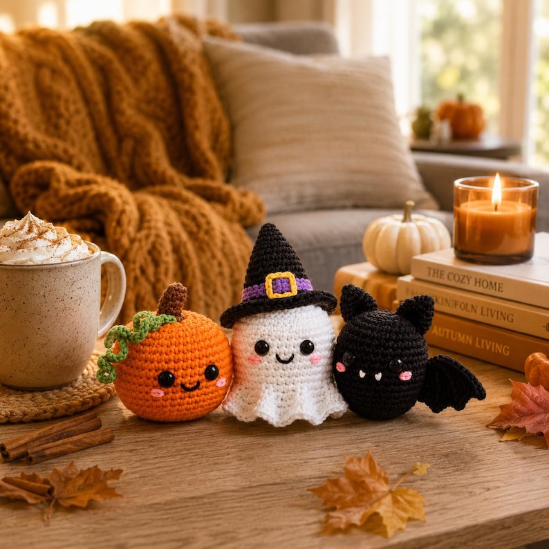 Halloween Crochet Pattern Bundle PDF, Ghost Pumpkin Bat Amigurumi ...