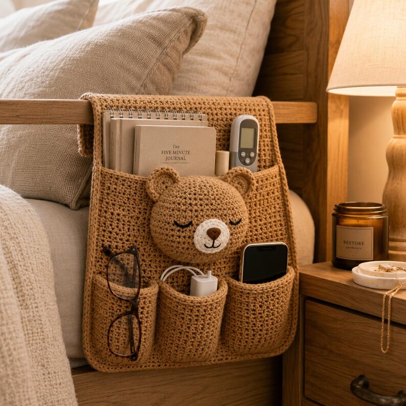 Crochet Bear Sofa Organizer Pattern PDF, Couch Armrest Caddy, Remote ...