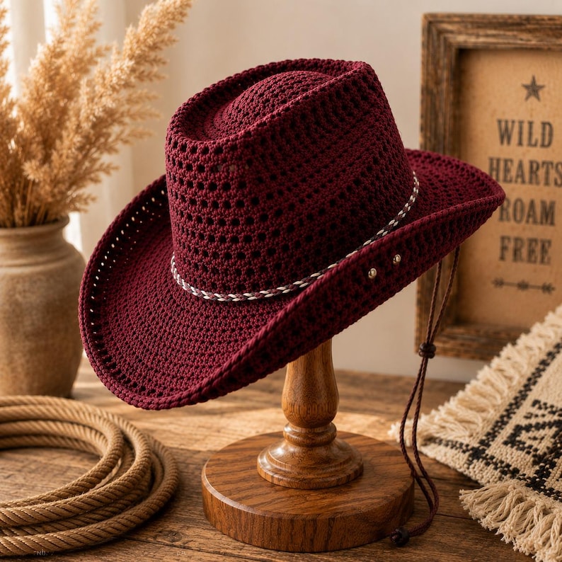 Crochet Cowboy Hat Pattern, Western Sun Hat Tutorial (PDF Download) - Etsy