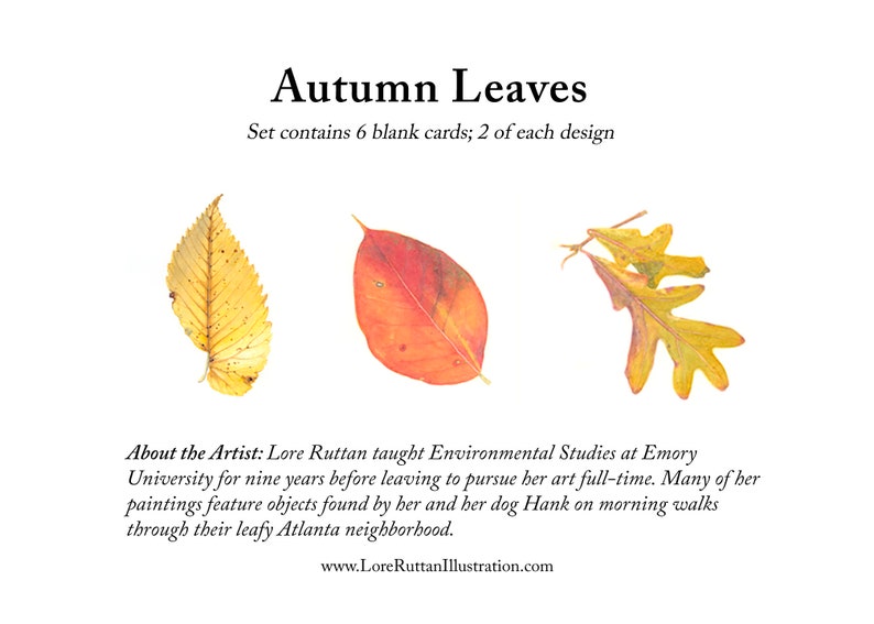 Blank Notecards Set of 6 Fall Leaves From Original Watercolors - Etsy