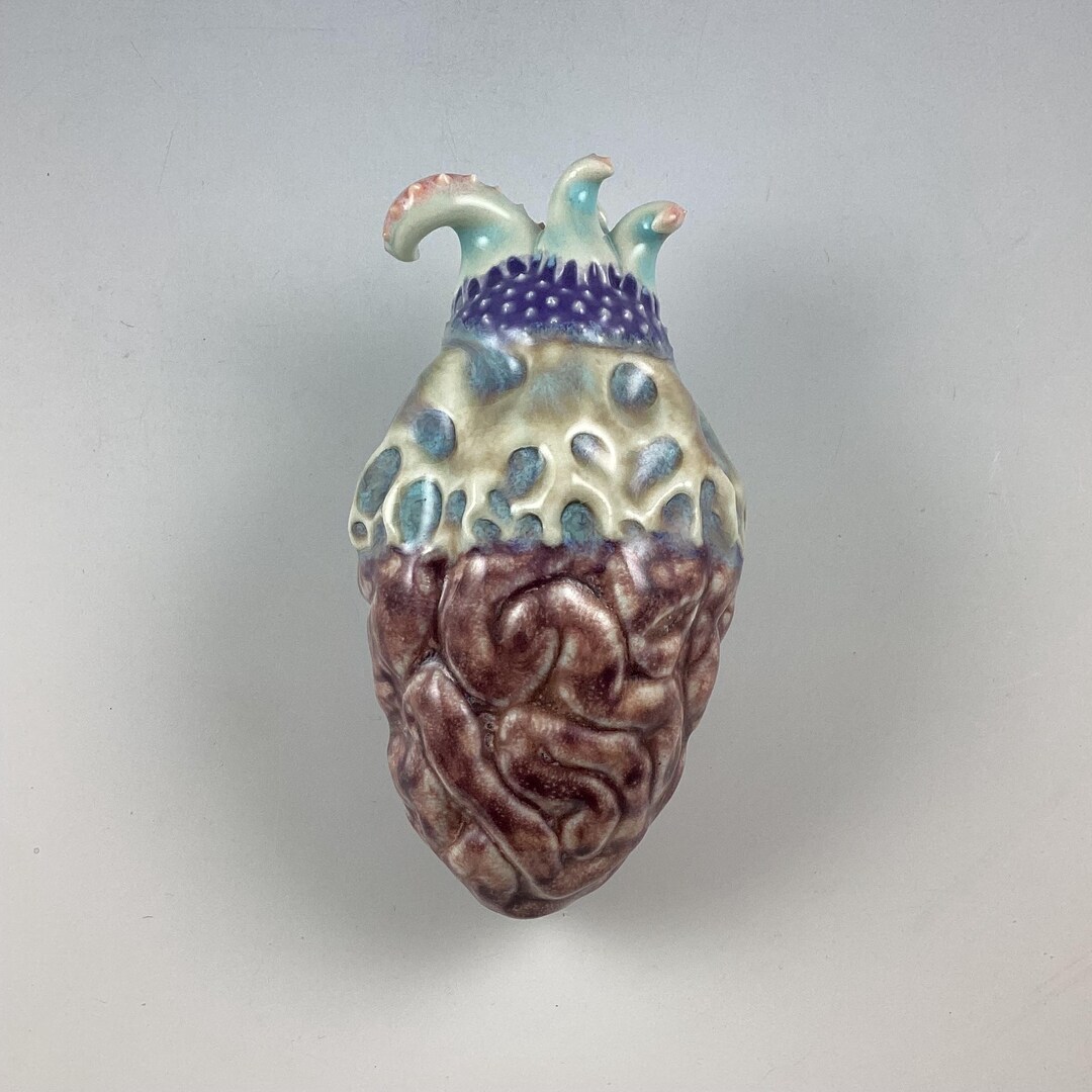 Brainy Heart Podling Rattle Ceramic Rattle Musical Instrument Brain Art ...