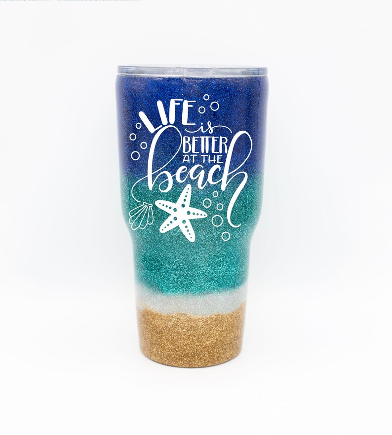 Beach Yeti Beach Tumbler Glitter Yeti Beach Glitter Yeti | Etsy