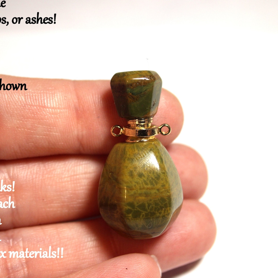 Jasper Gemstone Bottle Crystal Vile Pendant Perfume, Essential Oil ...