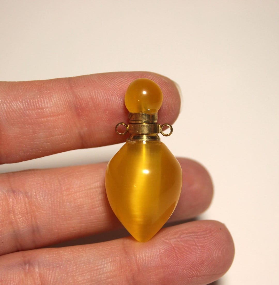 Cats Eye Gemstone Bottle - Crystal Vile Pendant - Perfume, Essential ...
