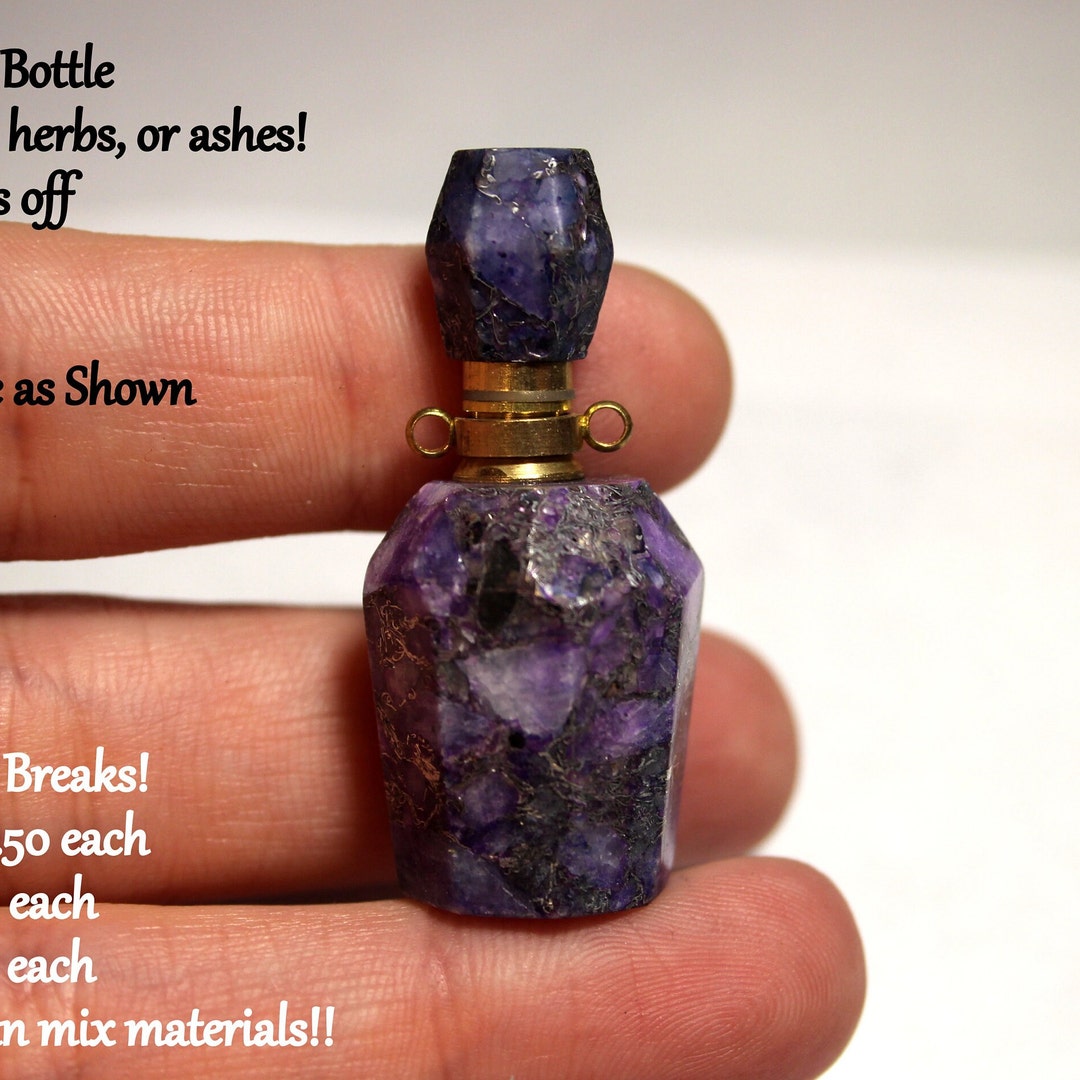 Agate Gemstone Bottle - Crystal Vile Pendant - Perfume, Essential Oil ...