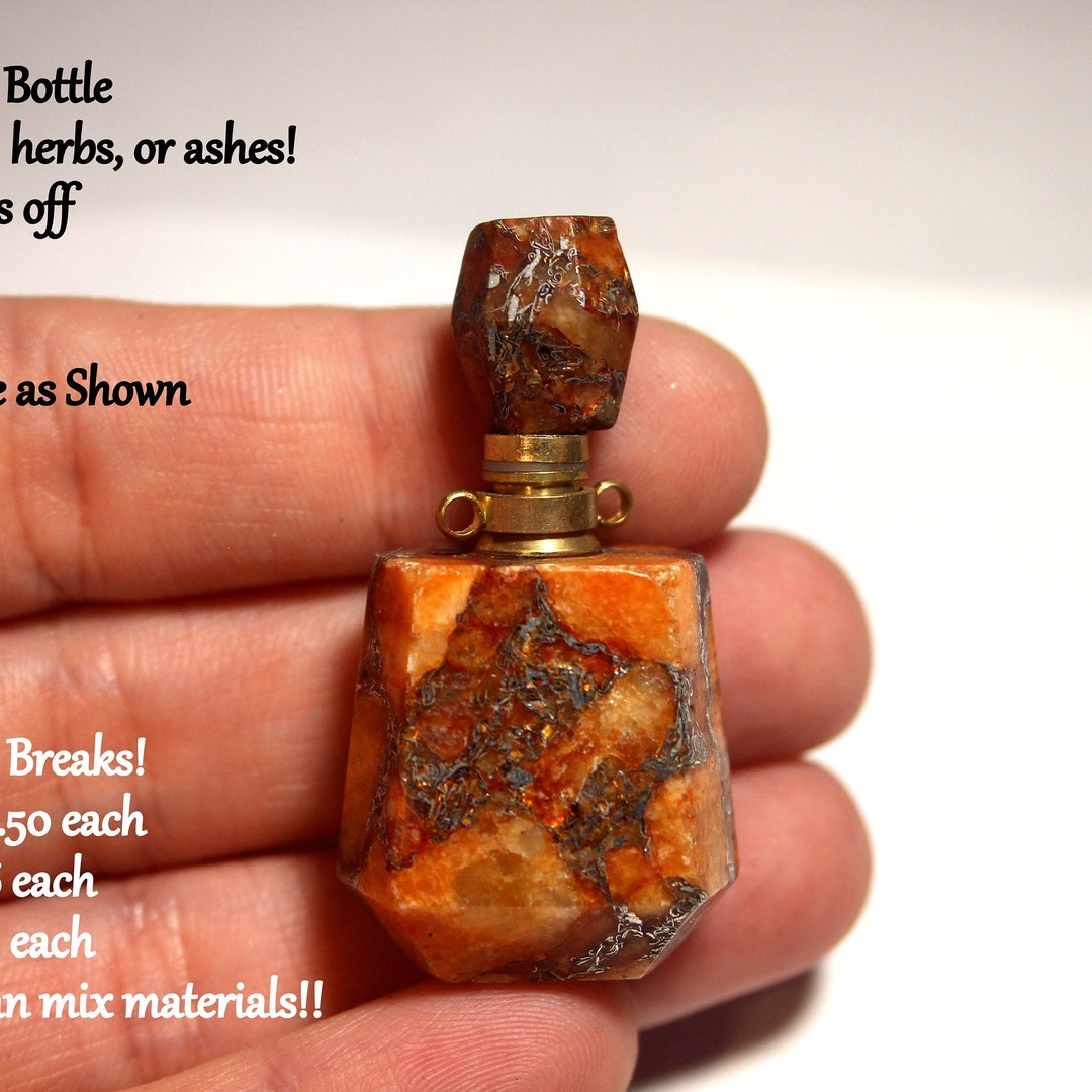 Agate Gemstone Bottle Crystal Vile Pendant Perfume, Essential Oil ...