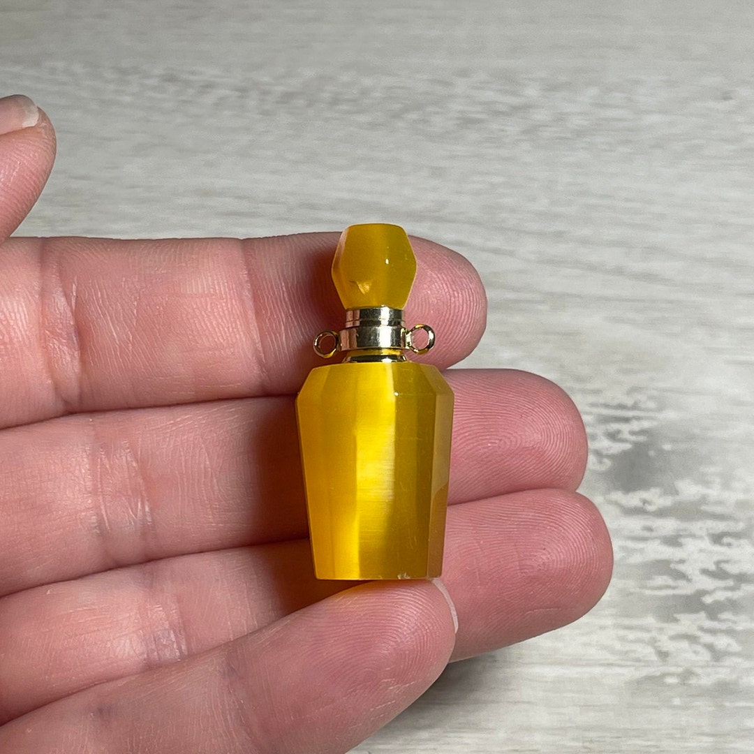 Cats Eye Gemstone Bottle - Crystal Vile Pendant - Perfume, Essential ...
