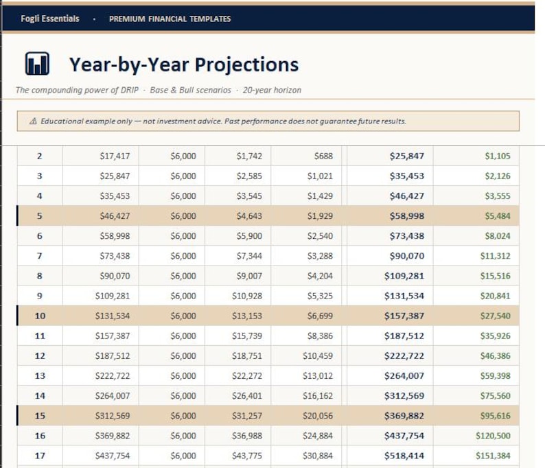 Dividend DRIP Calculator Spreadsheet | Roth IRA Investment Tracker (20 ...