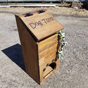 Wood Dog Toy Box / Pet Toy Storage / Handmade/ Pawprint or Bone Shape ...