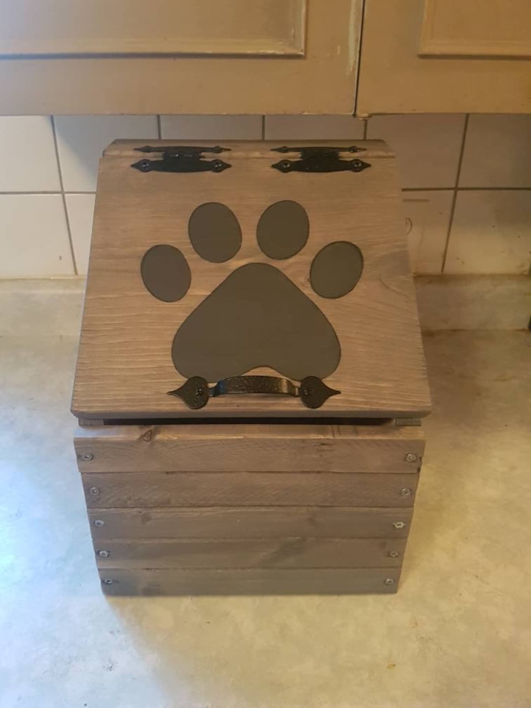 Mini Wooden Pet Food Storage Container, Cat Food Bin, Dog Food Bin, Pet ...