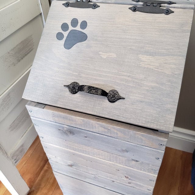 Wooden dog food storage container dog food bin pet food | Etsy