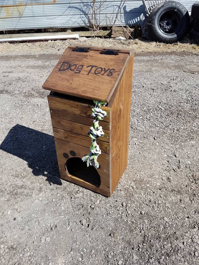 Wood Dog Toy Box / Pet Toy Storage / Handmade/ Pawprint or Bone Shape ...