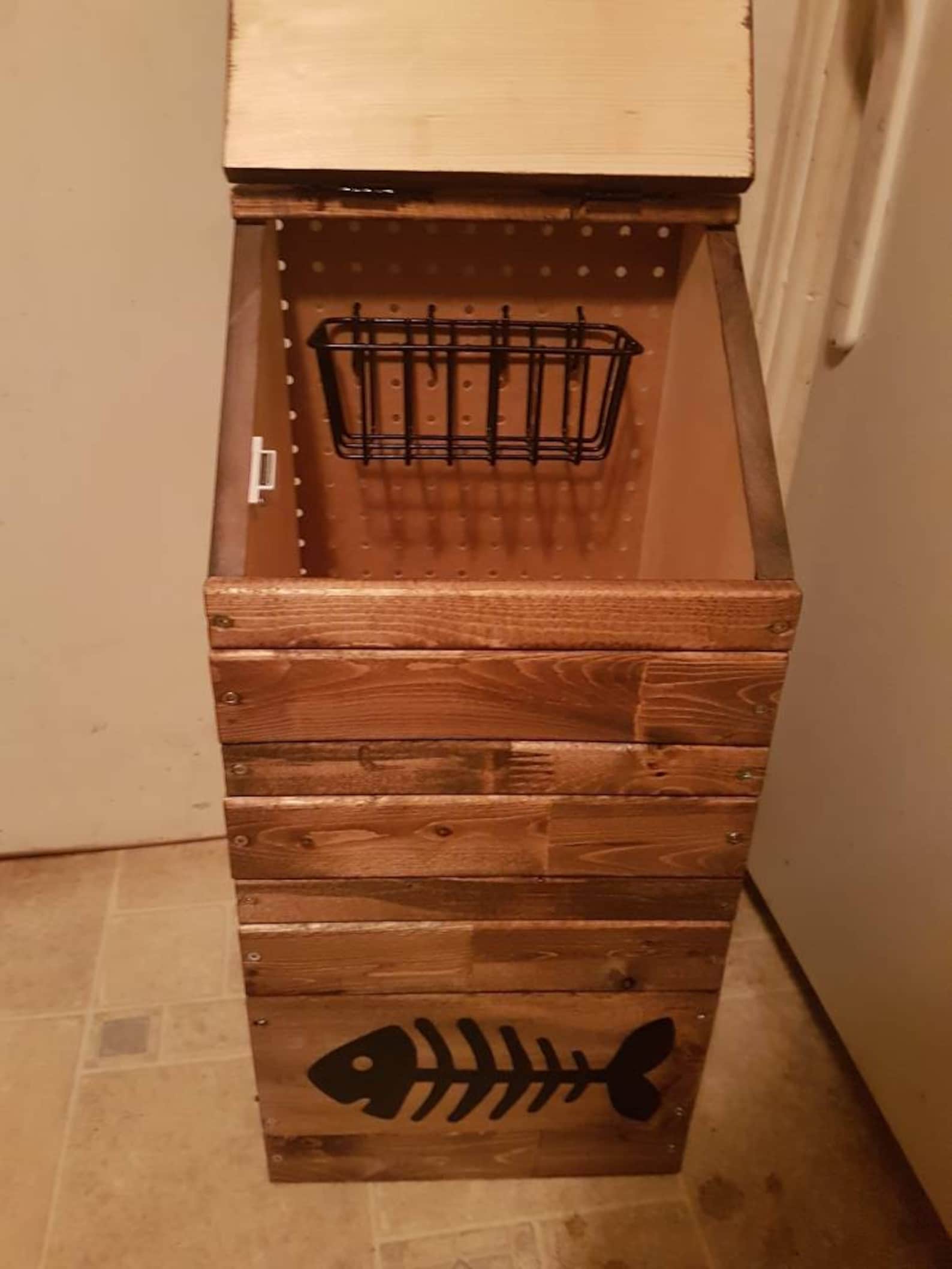 Wooden Cat Food Storage Container Cat Food Bin Pet Food - Etsy