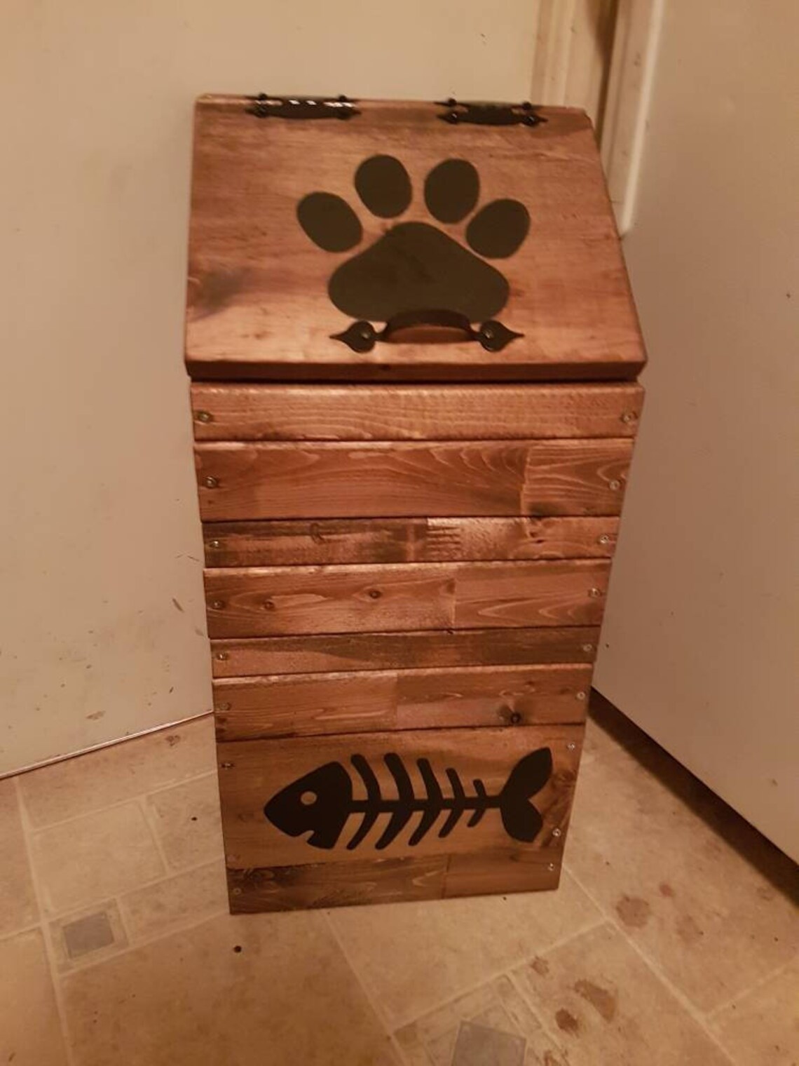 Wooden Cat Food Storage Container Cat Food Bin Pet Food - Etsy