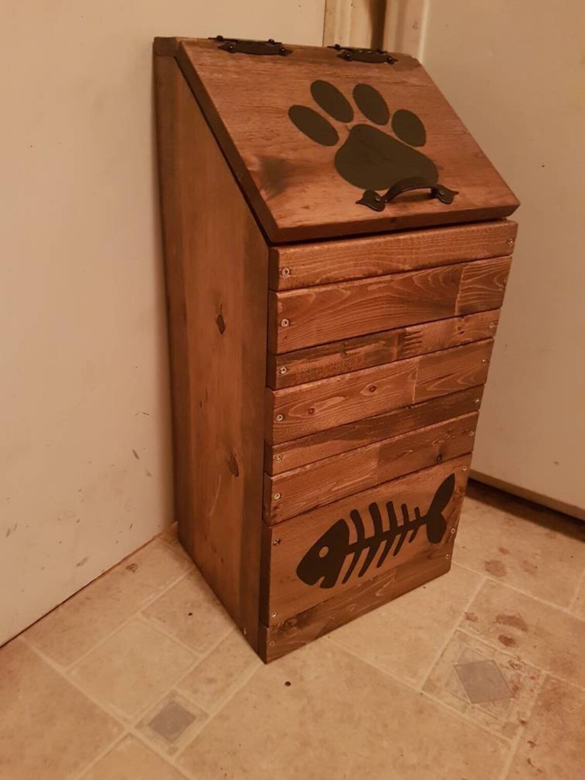 Wooden Cat Food Storage Container Cat Food Bin Pet Food - Etsy