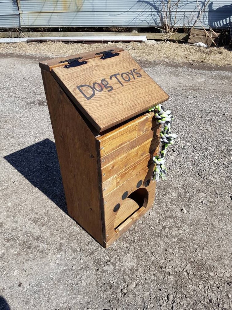 Wood Dog Toy Box / Pet Toy Storage / Handmade/ Pawprint or Bone Shape ...