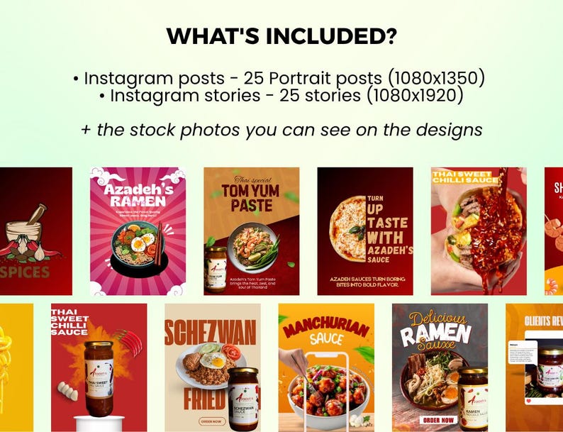 Fast Food Instagram Template, 25 Posts and Stories for Business ...