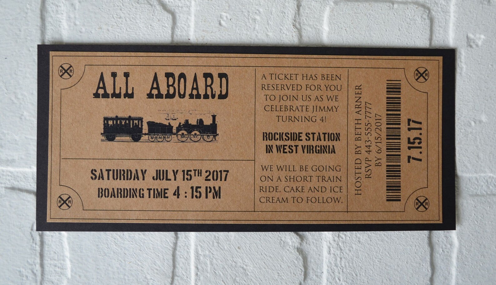 Train Birthday Party Invitations Railroad Ticket Invitations | Etsy