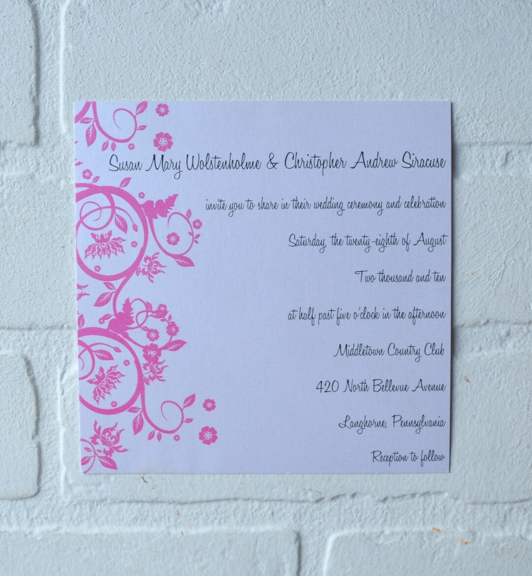 Pretty in Pink Wedding Invitation Set | Hot Pink Floral Whimsical ...